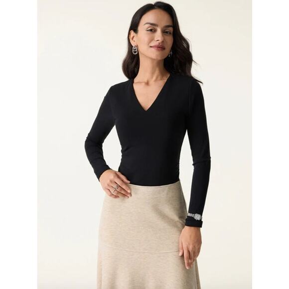 OGL | Tops | Ogl Top Size L New Black Vneck Ruched Sides Brami Top Long ...